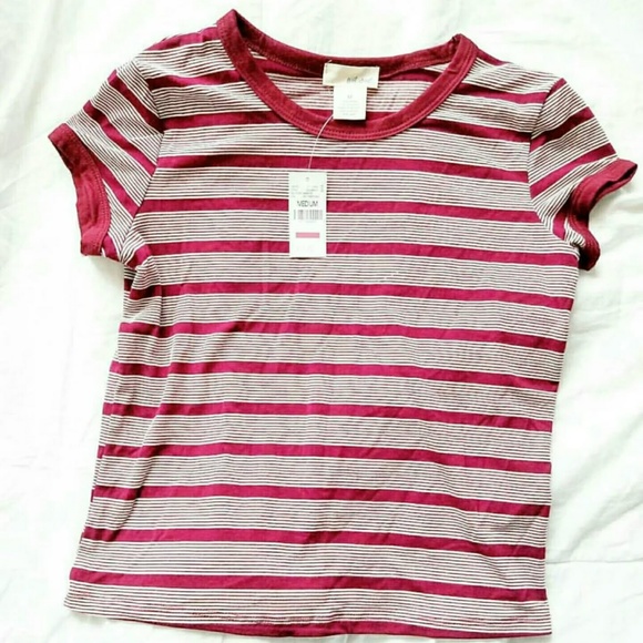 Tops | Red White Striped Ringer Tee | Poshmark